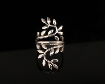 Sterling Silver Leaf Ring - Etsy