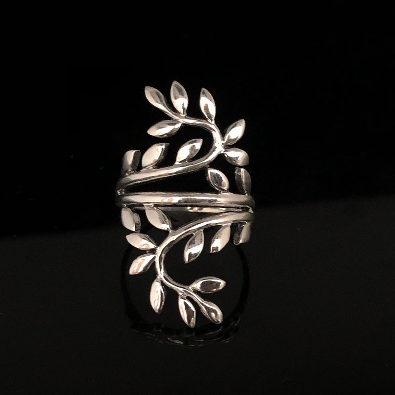 Sterling Silver Leaf Ring - Etsy