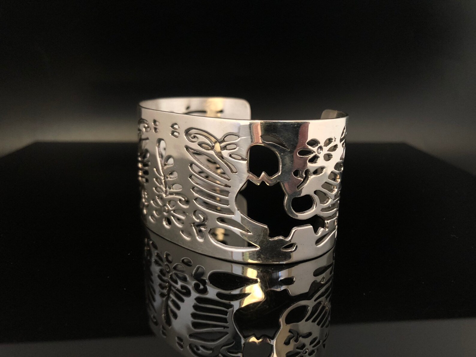 Nature Cut-out Silver Cuff Floral Pattern Cuff Wide Silver | Etsy