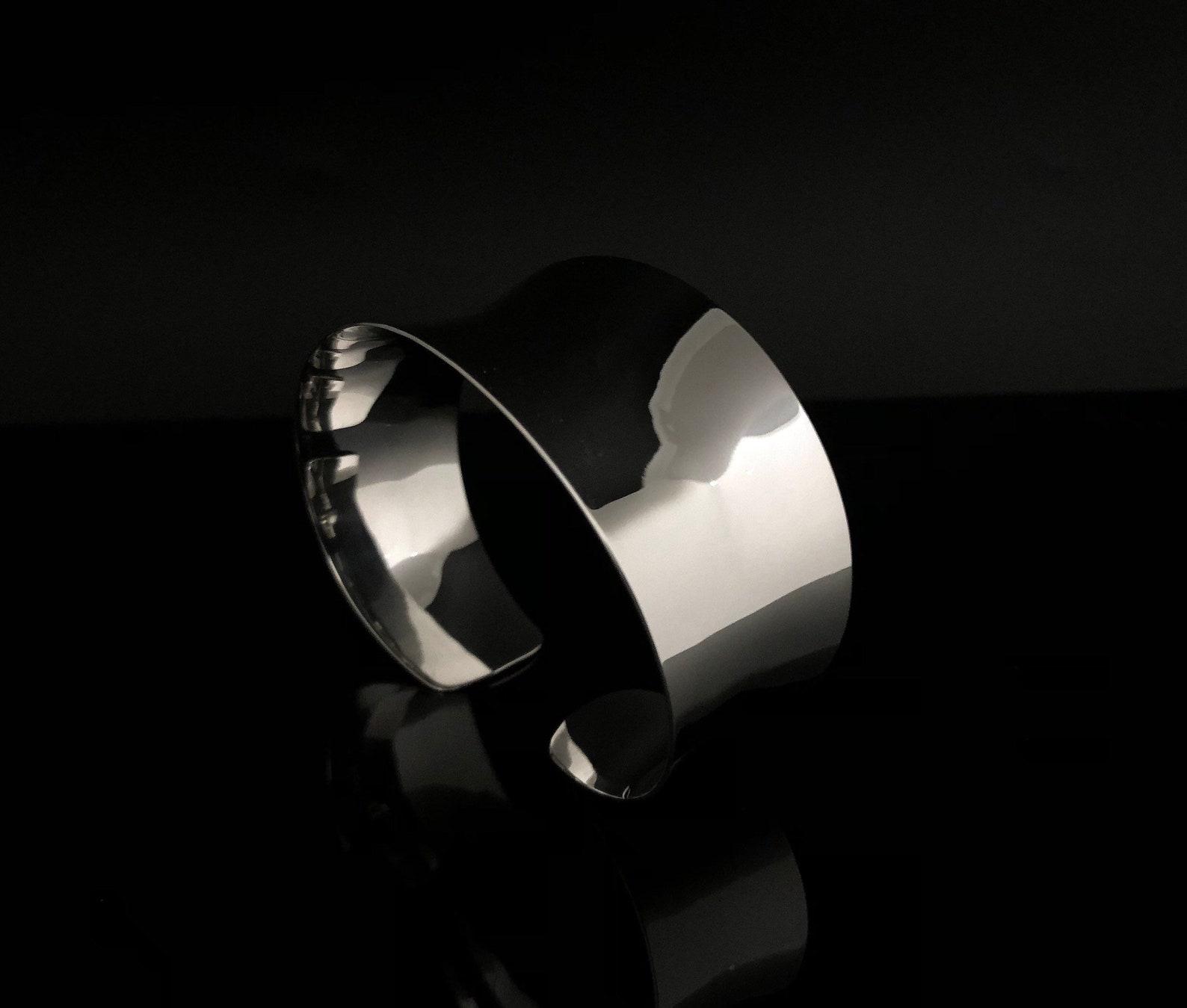 Concave Sterling Cuff Wide Silver Cuff Bracelet 925 | Etsy