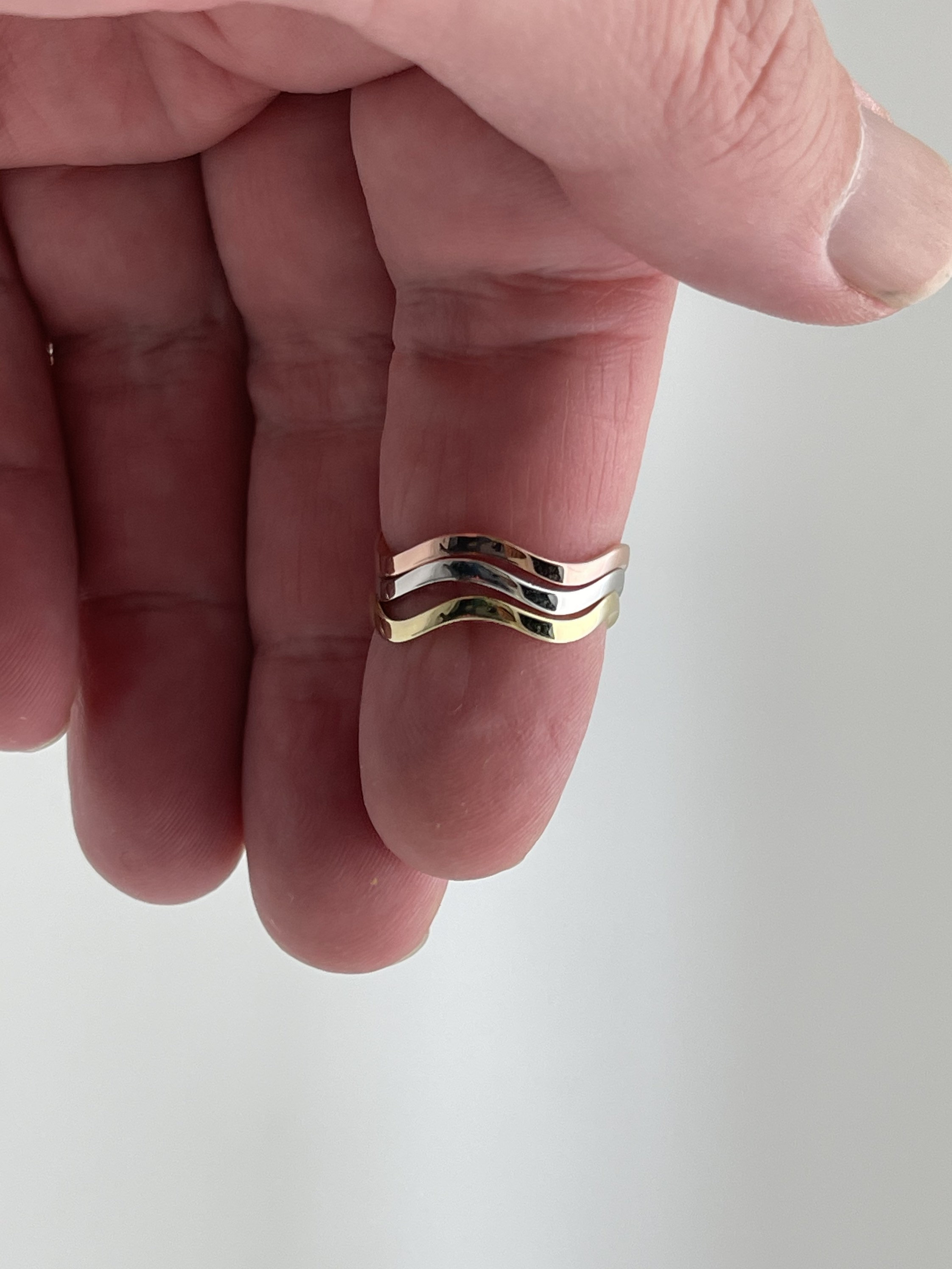 Tri Color Stack Rings // 925 Sterling Silver // Set of 3 Gold | Etsy