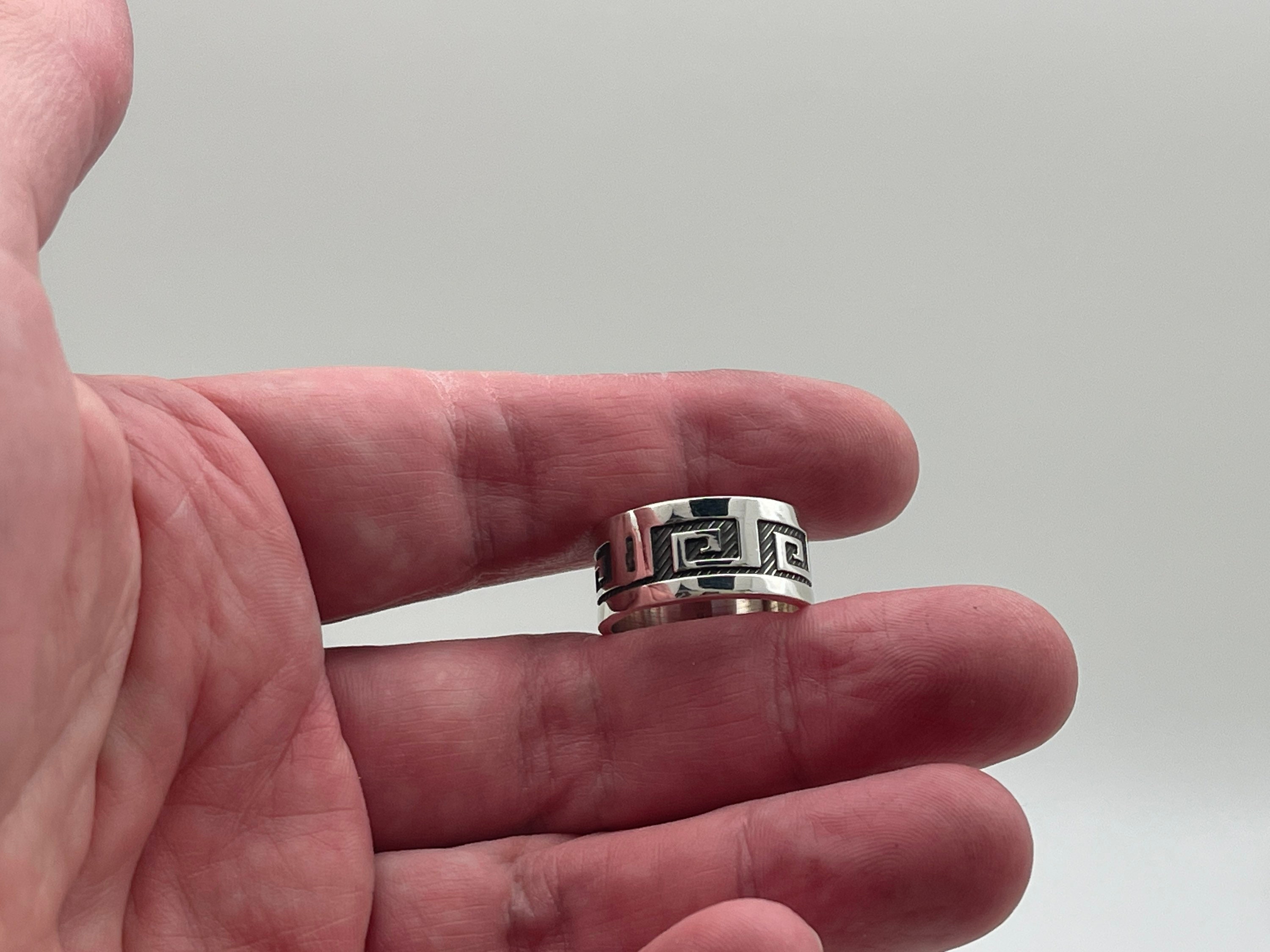 Greek Key Ring // Heavy Greek Key Ring // Sterling Greek Key | Etsy