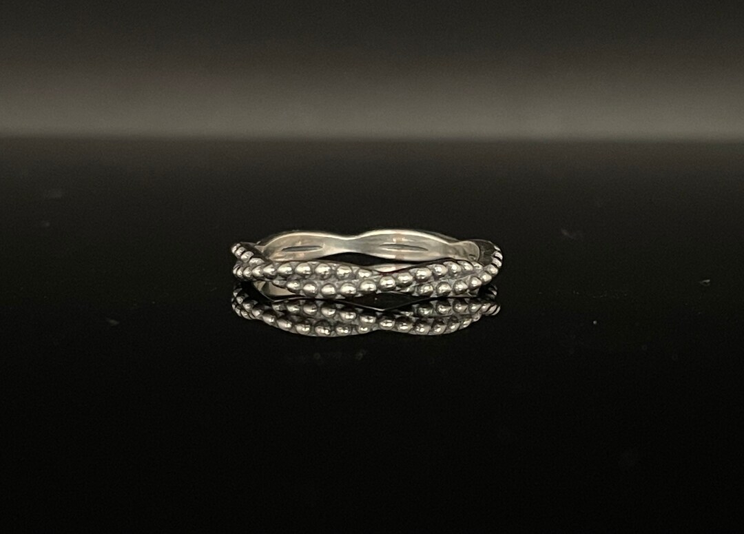 Geflochtener Perlenring aus Silber // 925 Sterling Silber // oxidiert ...