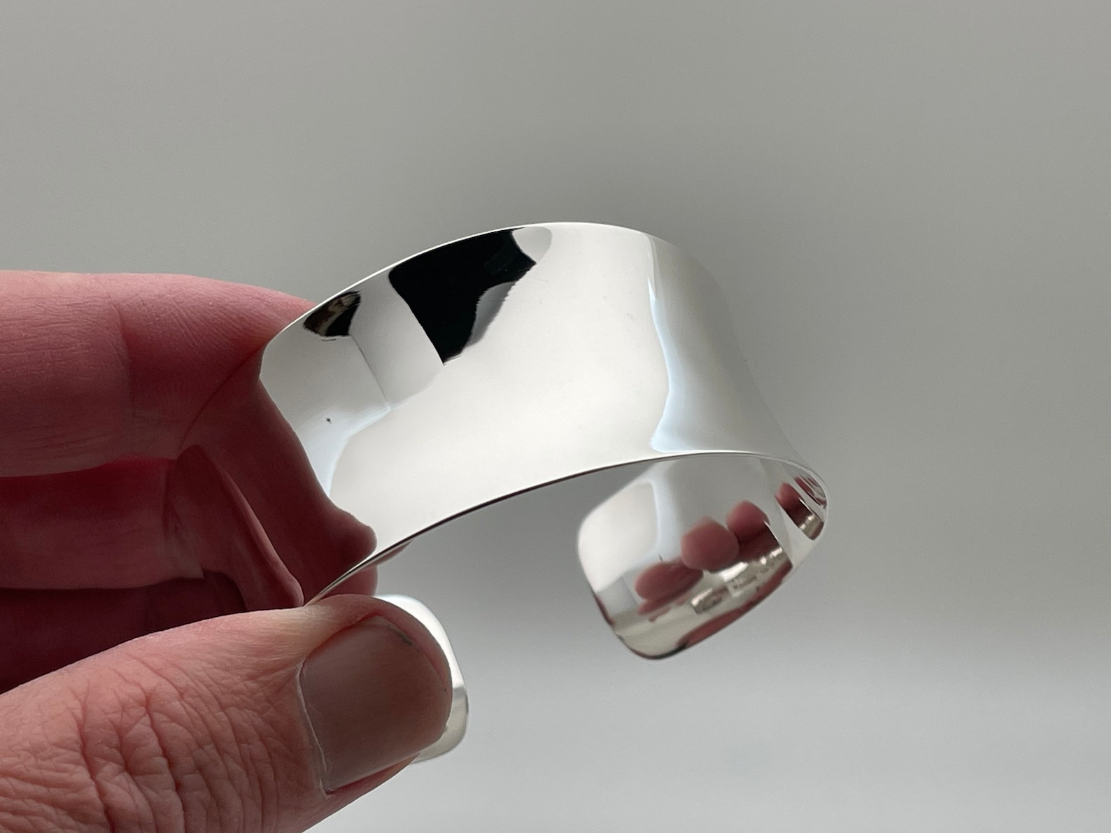 Concave Sterling Cuff Wide Silver Cuff Bracelet 925 | Etsy