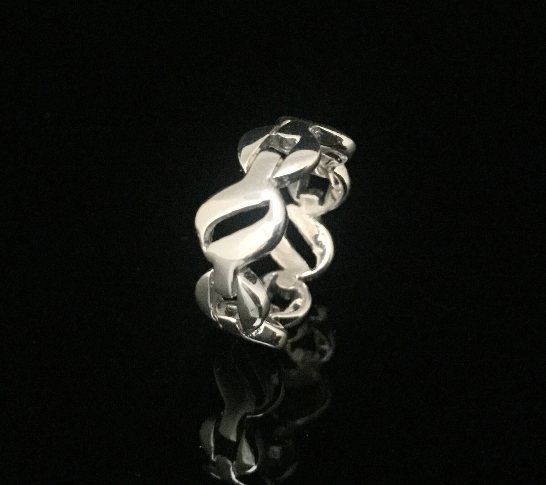 Hand Cast Sterling Silver Oval Link Ring - Size 7 - Etsy