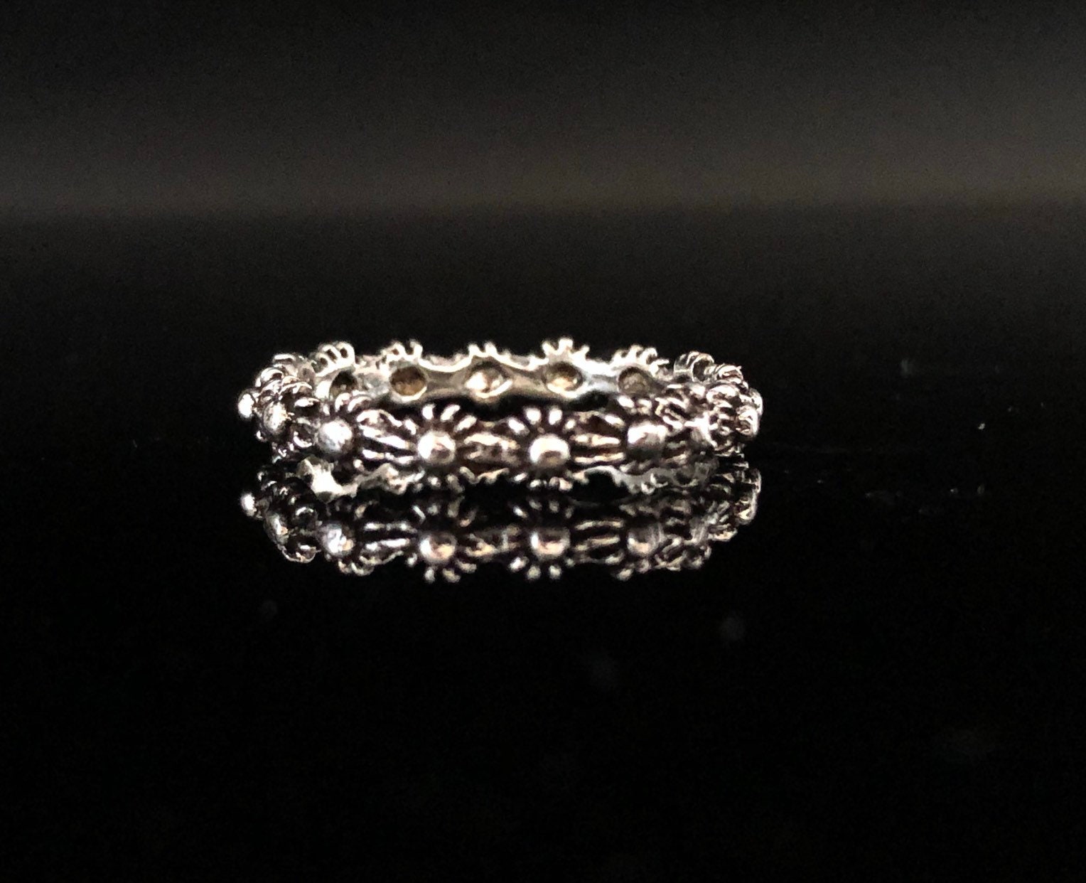 Bali Flowers Silver Ring // Thin Bali Design Silver Ring // | Etsy