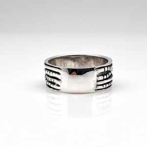 Notched Pattern Silver Band Ring // Oxidized Silver Ring // 925 ...