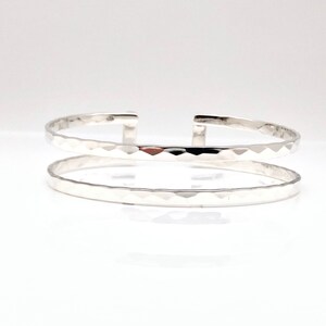 Double Band Hammered Silver Cuff Bracelet 925 Sterling Silver Silver ...