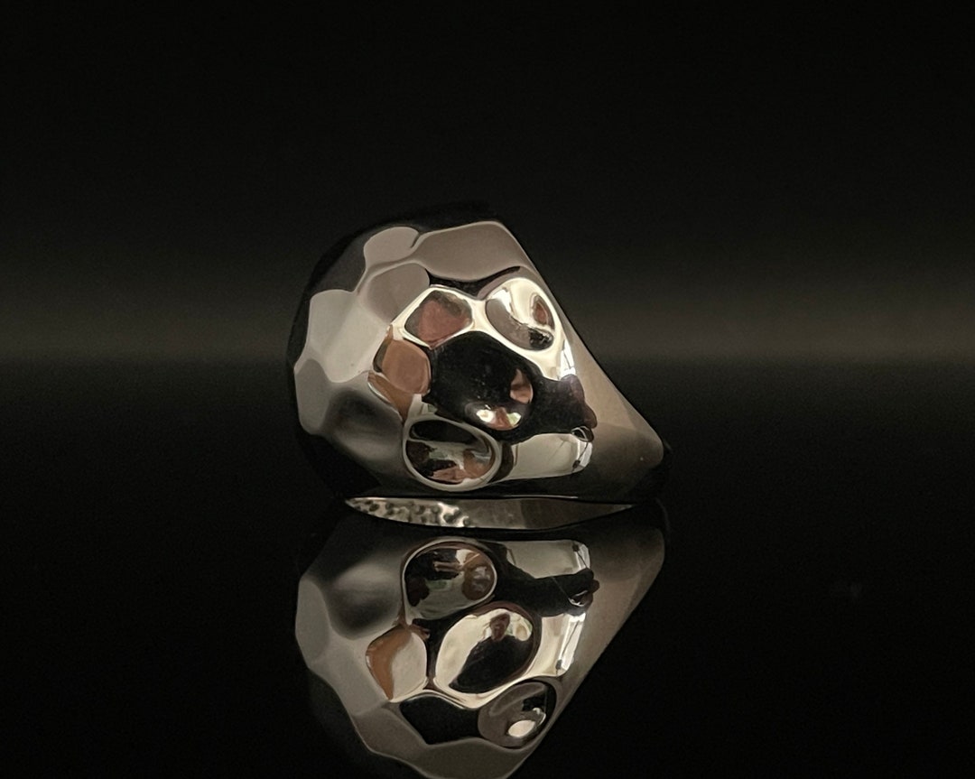 Hammered Dome Shape Silver Ring // Large Domed Silver Ring // 925 ...