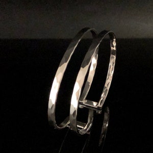 Double Band Hammered Silver Cuff Bracelet 925 Sterling Silver Silver ...