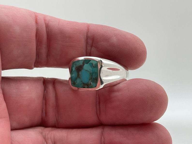 Men's Natural Turquoise 925 Sterling Silver Signet Ring - Etsy
