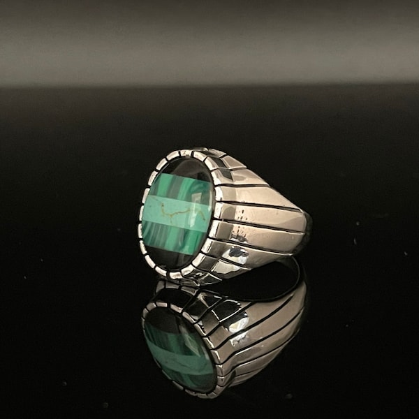 Malachite Stone Mens Rings - Etsy