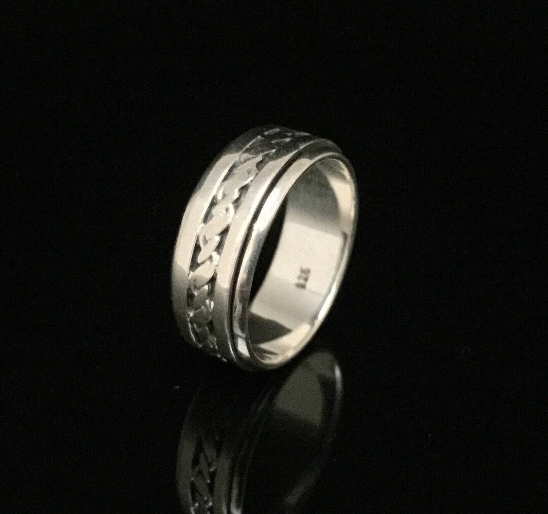 Hammered Rope Sterling Silver Bali Spin Ring - Oxidized Finish - Etsy