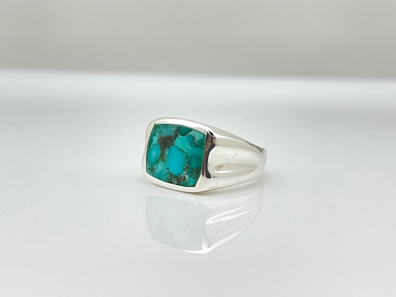 Men's Natural Turquoise 925 Sterling Silver Signet Ring - Etsy