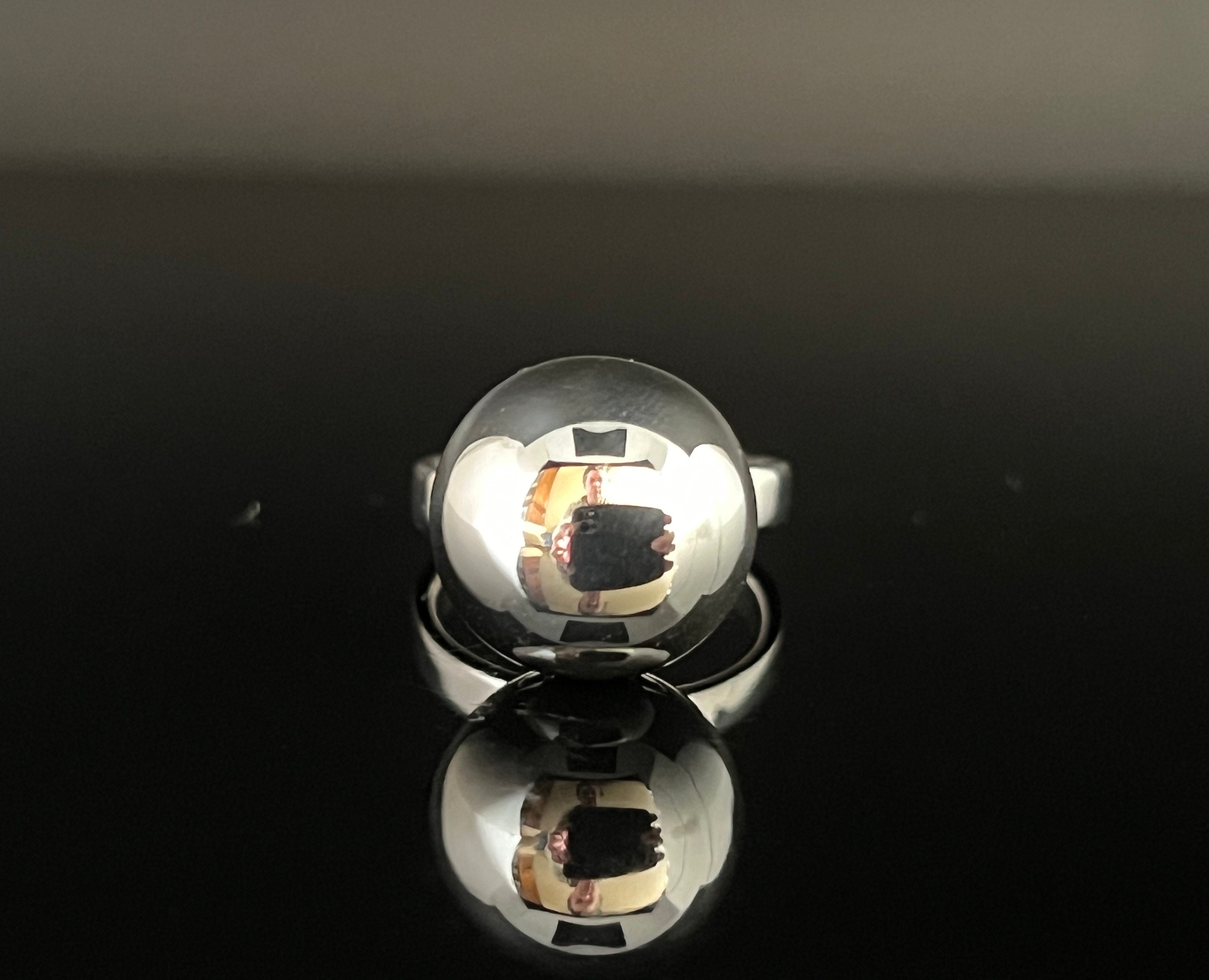 Silver Sphere Ring // 925 Sterling Silver // Sterling Ball Ring ...