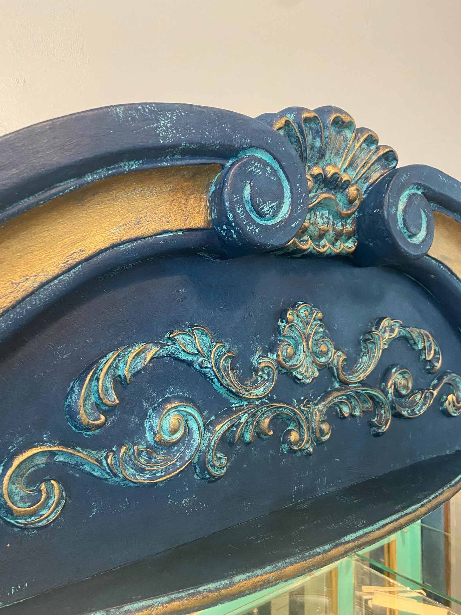 China Hutch Curio Cabinet Display Cabinet Bookcase Entryway Piece Blue ...