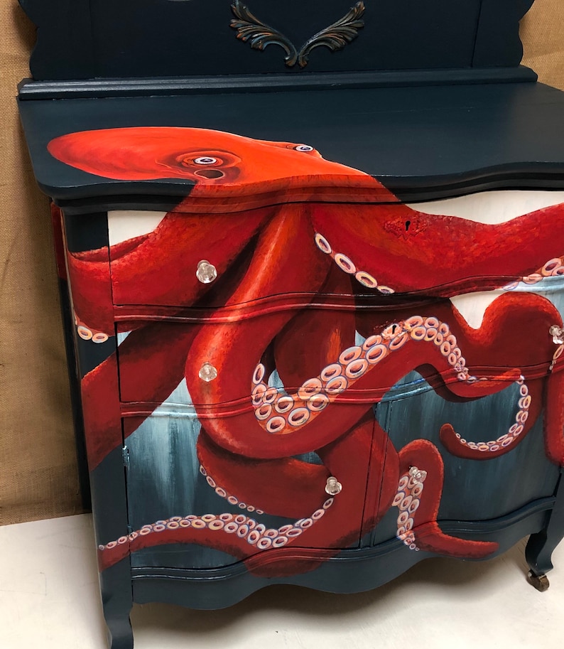 Custom Painted Mermaid Dresser: Vintage Bedroom Furniture - Etsy