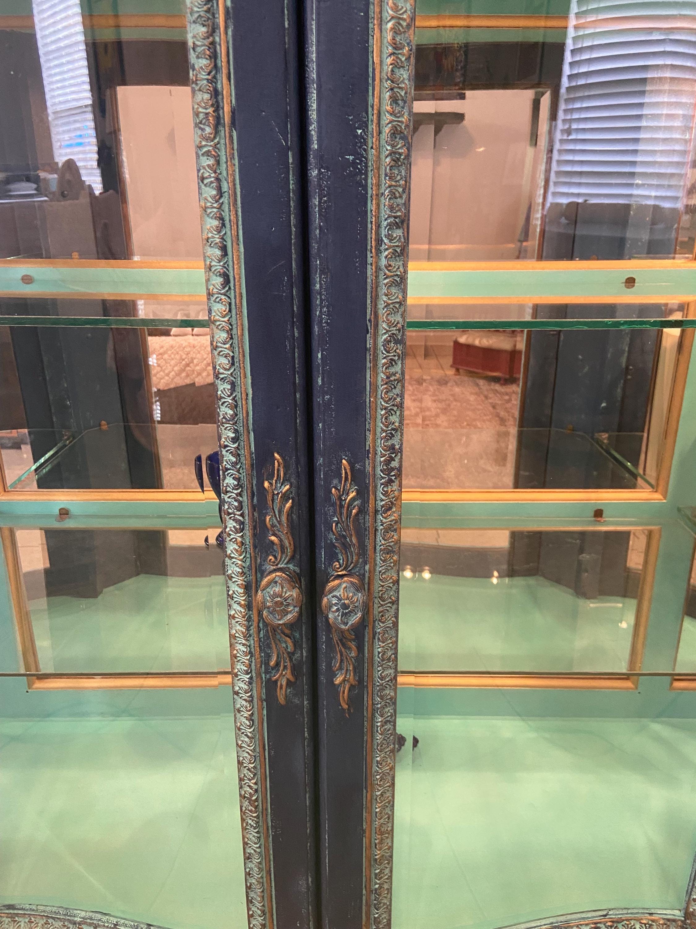 China Hutch Curio Cabinet Display Cabinet Bookcase Entryway Piece Blue ...