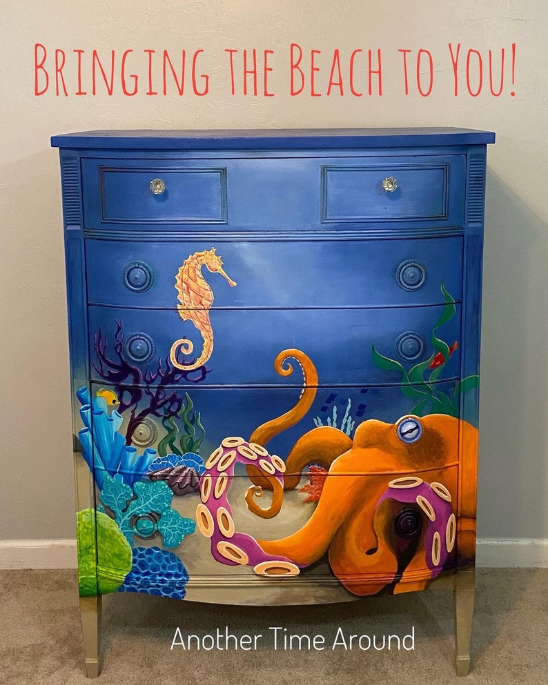 Custom Painted Mermaid Dresser: Vintage Bedroom Furniture - Etsy