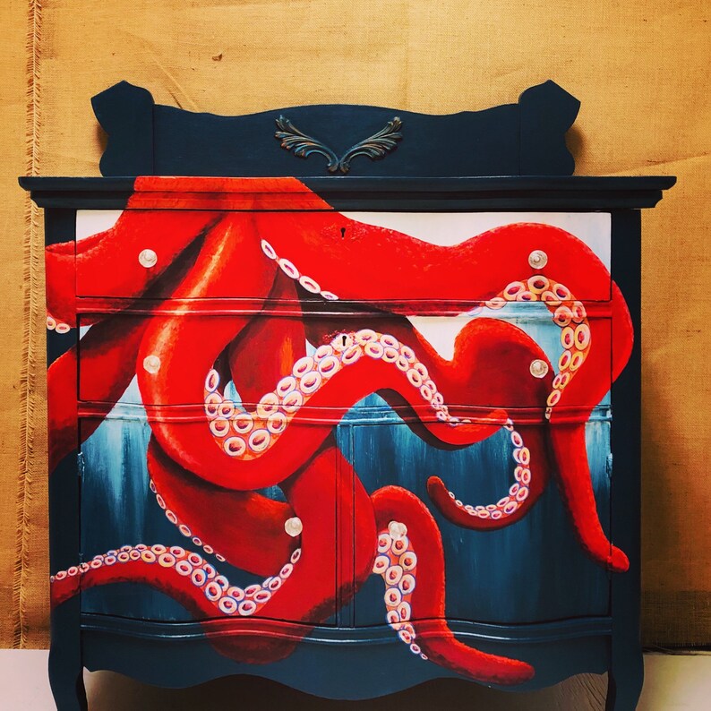 Custom Painted Mermaid Dresser: Vintage Bedroom Furniture - Etsy