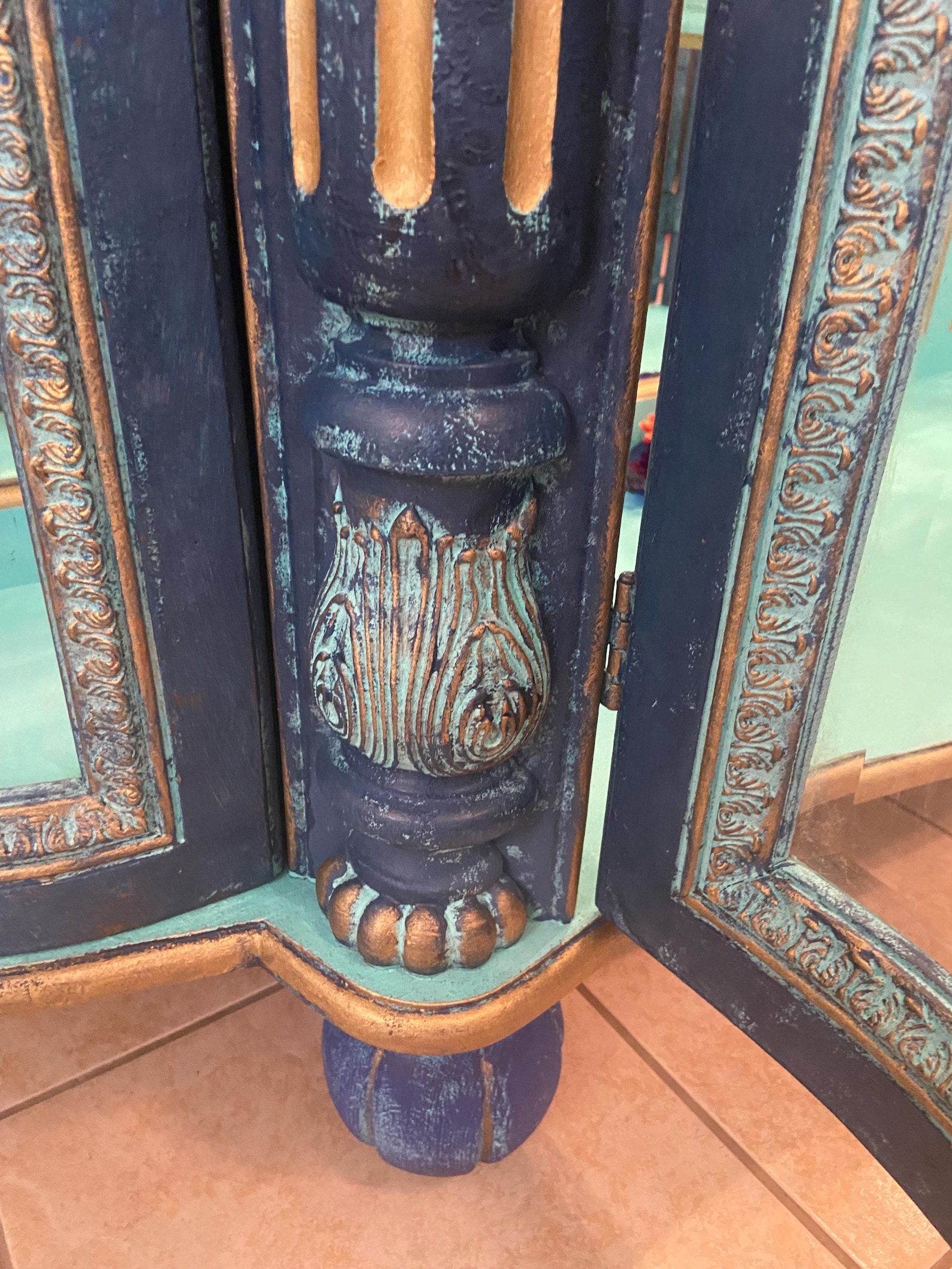 China Hutch Curio Cabinet Display Cabinet Bookcase Entryway Piece Blue ...