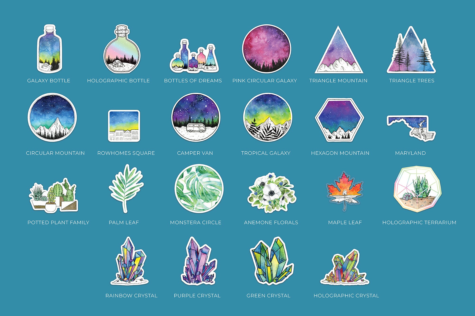 STICKER BUNDLE Nature Sticker Pack Galaxy Sticker Set Vinyl | Etsy