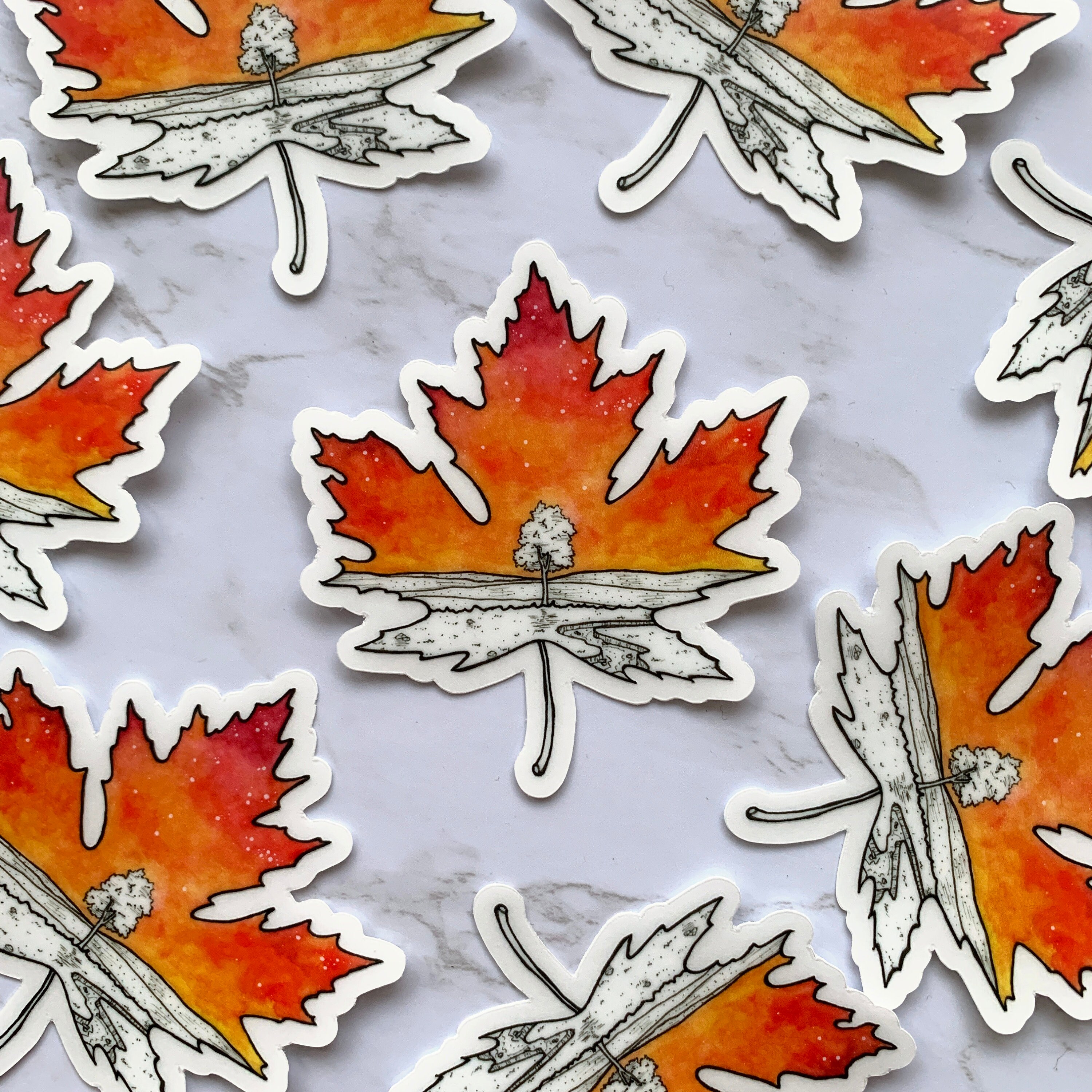 Maple Leaf Sticker Fall Leaves Sticker Clear Sticker | Etsy