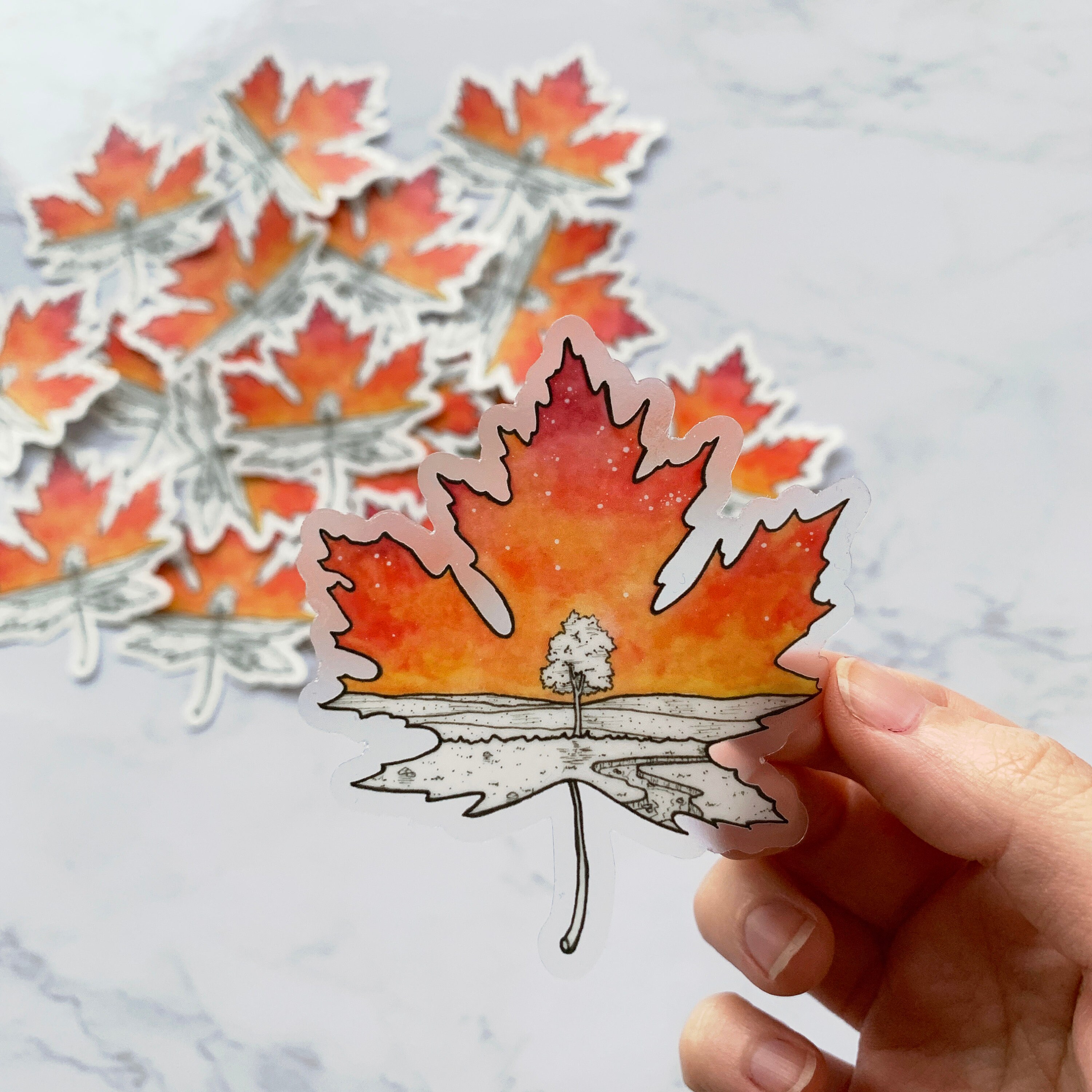 Maple Leaf Sticker Fall Leaves Sticker Clear Sticker | Etsy