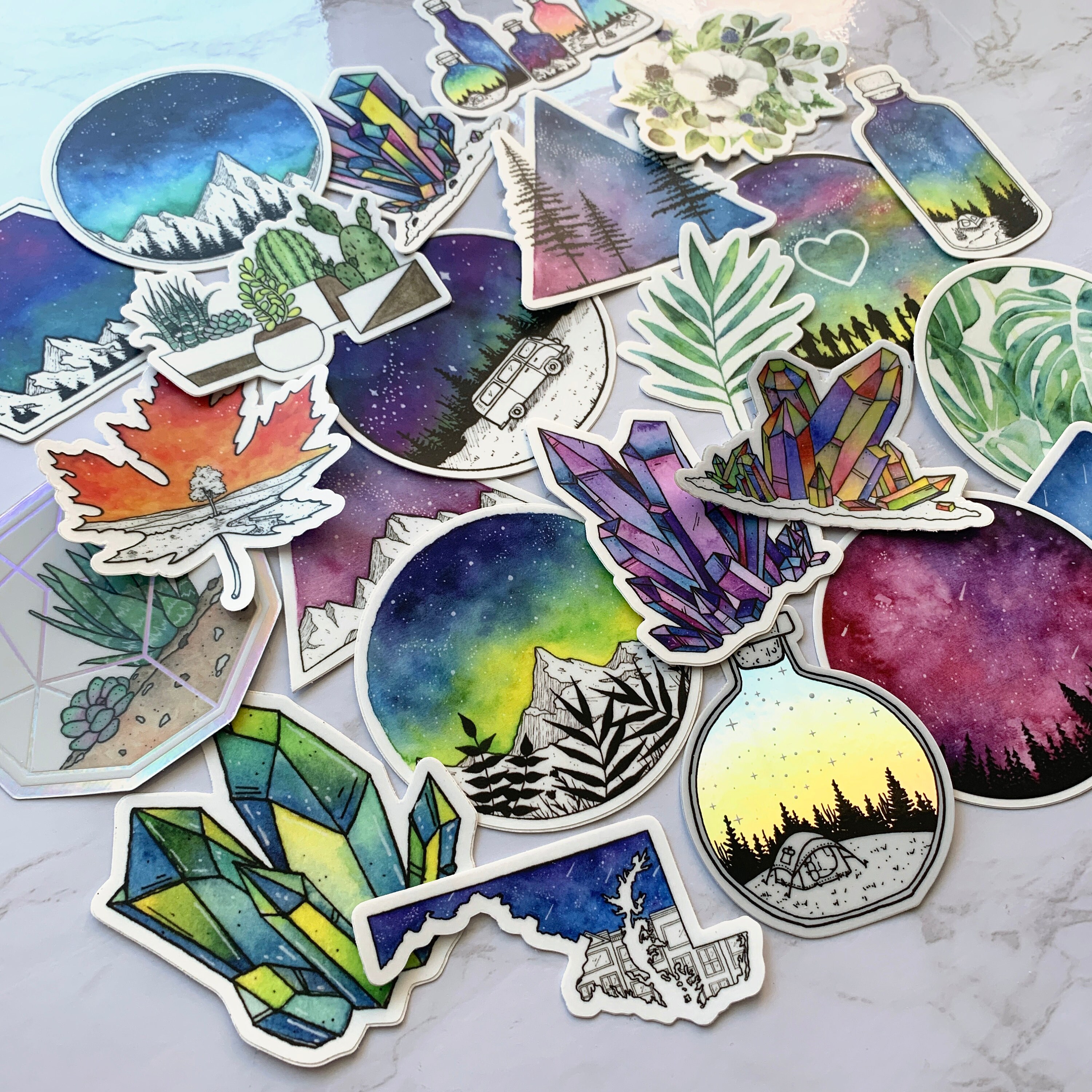 STICKER BUNDLE Nature Sticker Pack Galaxy Sticker Set Vinyl | Etsy