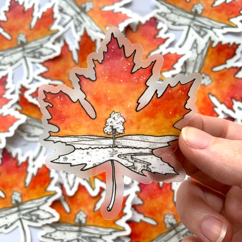 Maple Leaf Sticker Fall Leaves Sticker Clear Sticker | Etsy