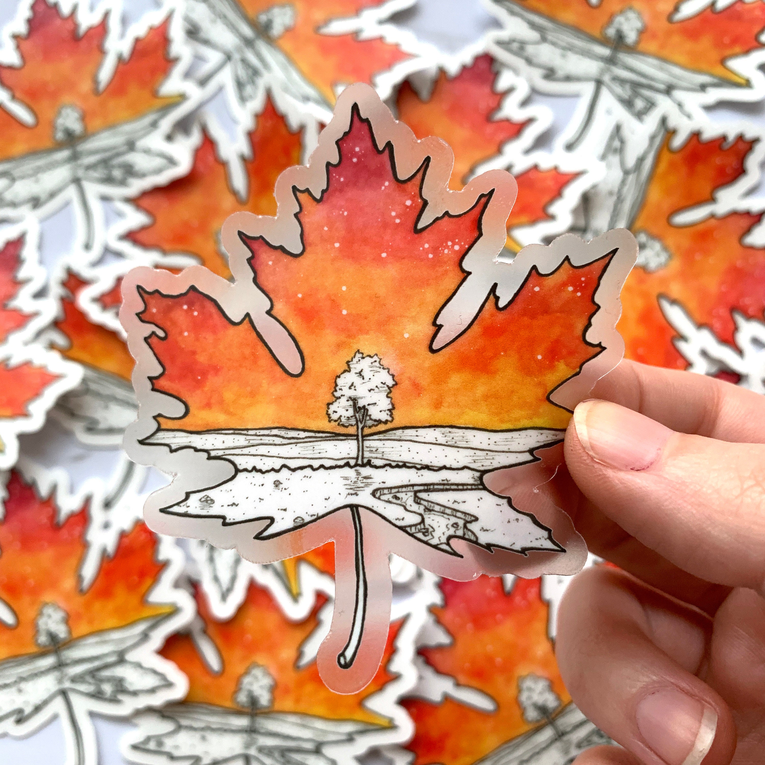Maple Leaf Sticker Fall Leaves Sticker Clear Sticker | Etsy