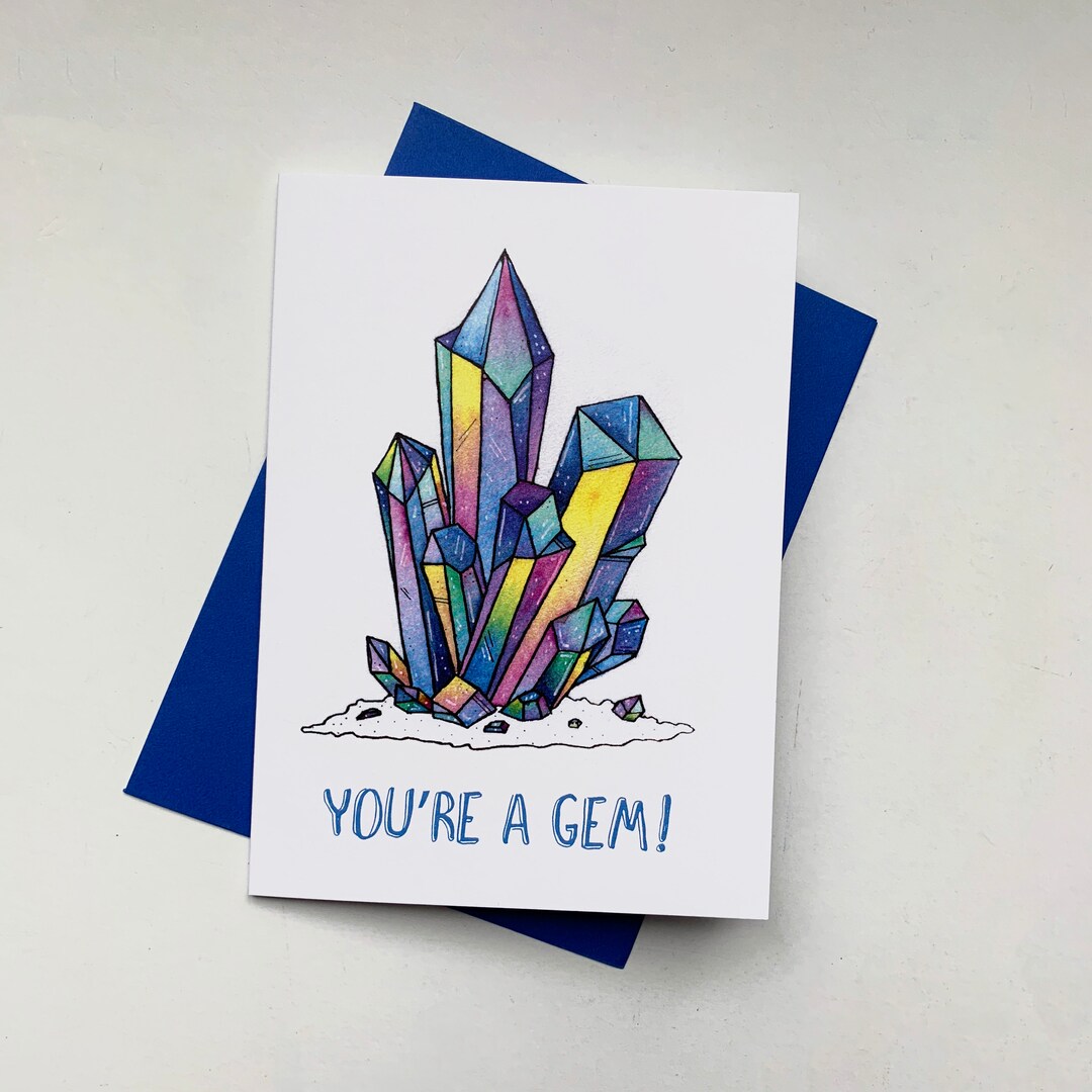 You're A Gem Card, Crystal Greeting Card, Pun Card, Congratulations ...
