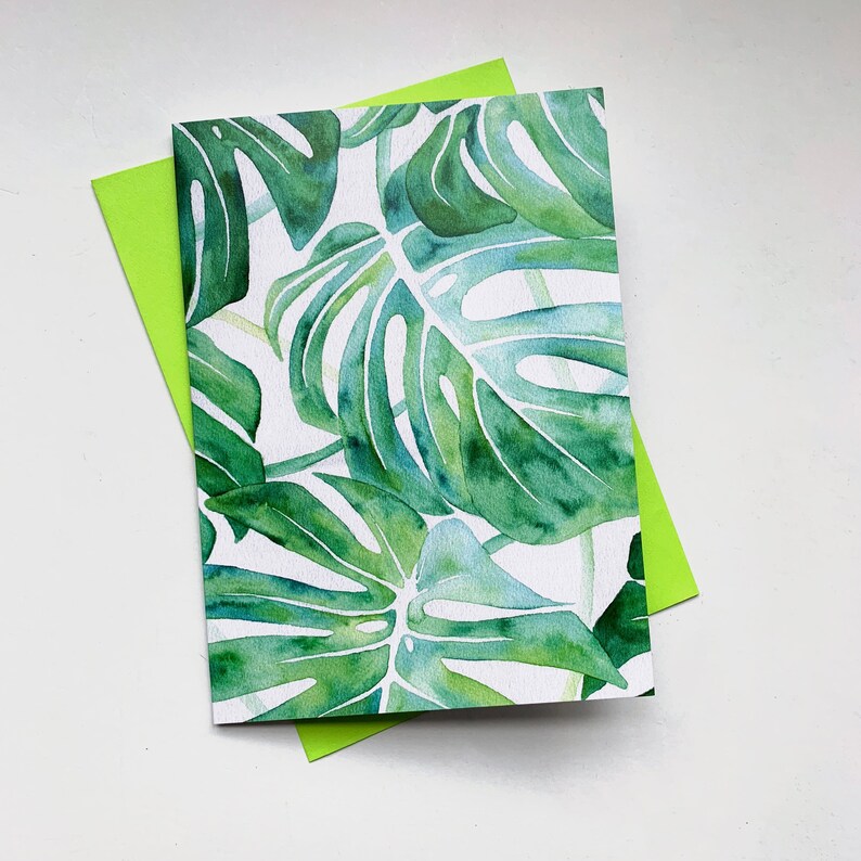 Monstera Leaf Card Leaf Greeting Card Monstera Card - Etsy
