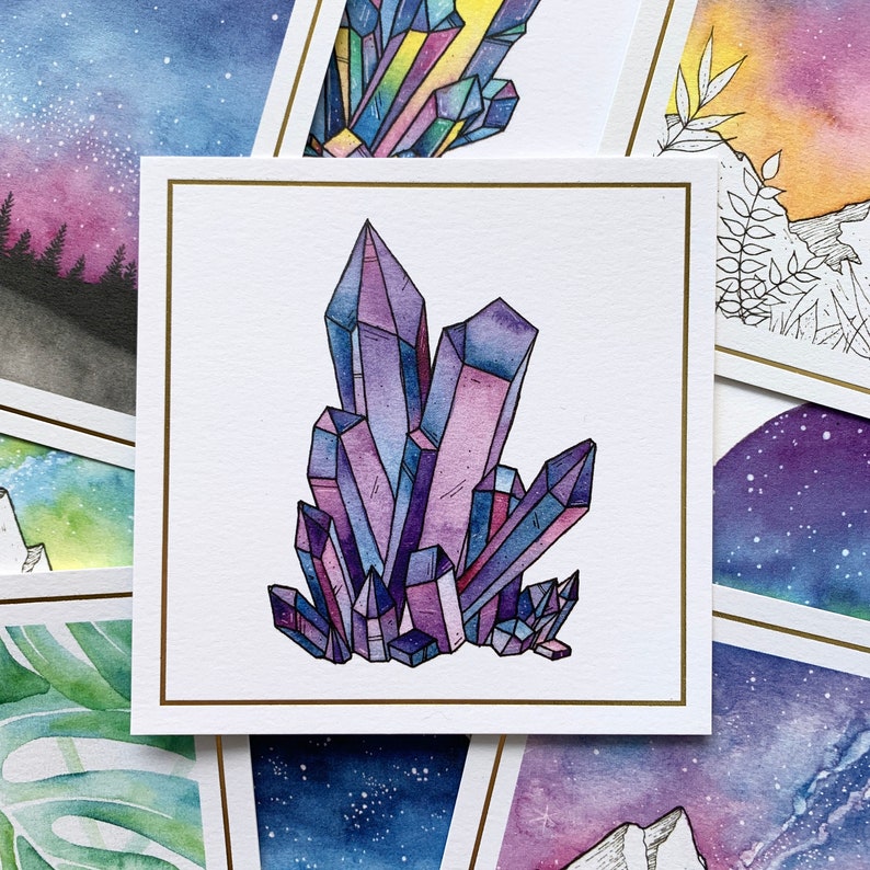 Galaxy Watercolor Painting Gold Framed Print Mini Art Print - Etsy