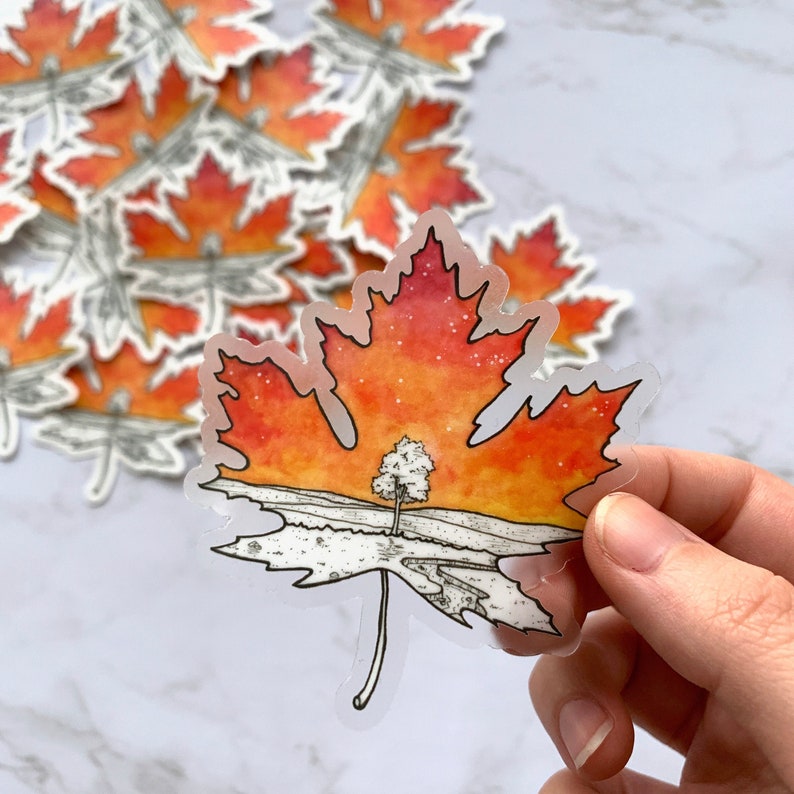 Maple Leaf Sticker Fall Leaves Sticker Clear Sticker | Etsy
