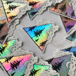 Holographic Triangle Sticker, Vinyl Sticker, Holographic Sticker ...