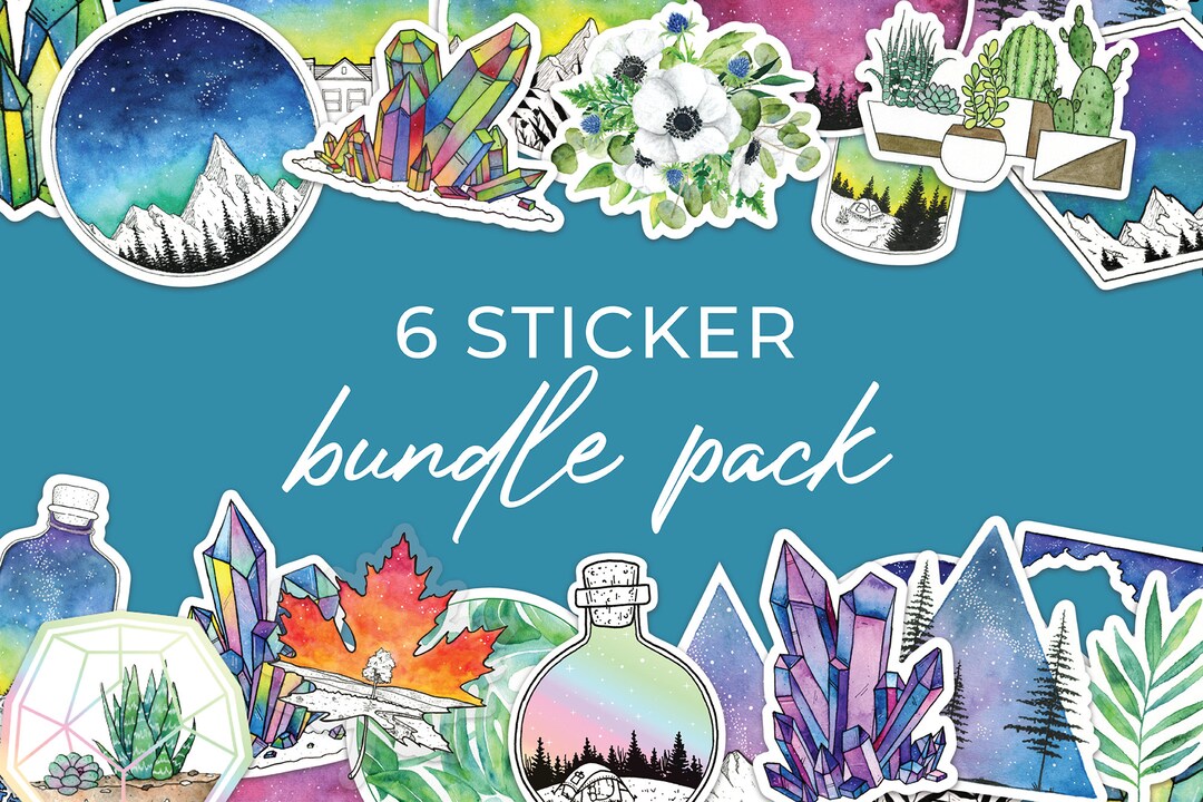 STICKER BUNDLE, Nature Sticker Pack, Galaxy Sticker Set, Vinyl Sticker ...