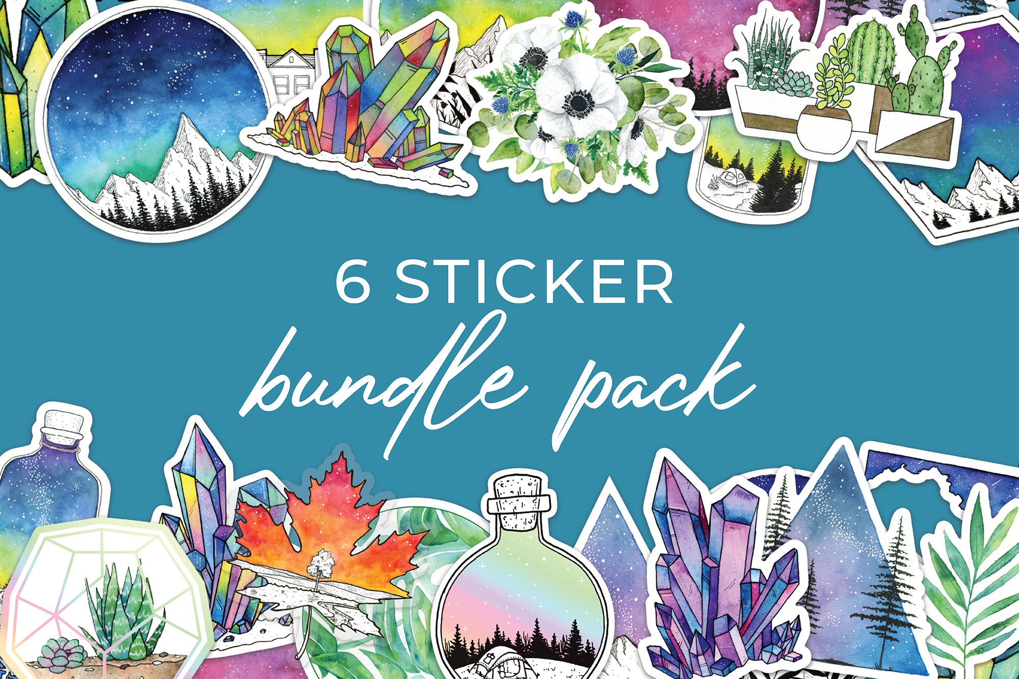 STICKER BUNDLE Nature Sticker Pack Galaxy Sticker Set Vinyl | Etsy