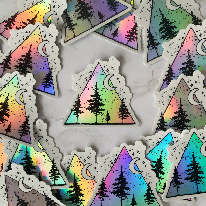 Holographic Triangle Sticker Vinyl Sticker Holographic - Etsy