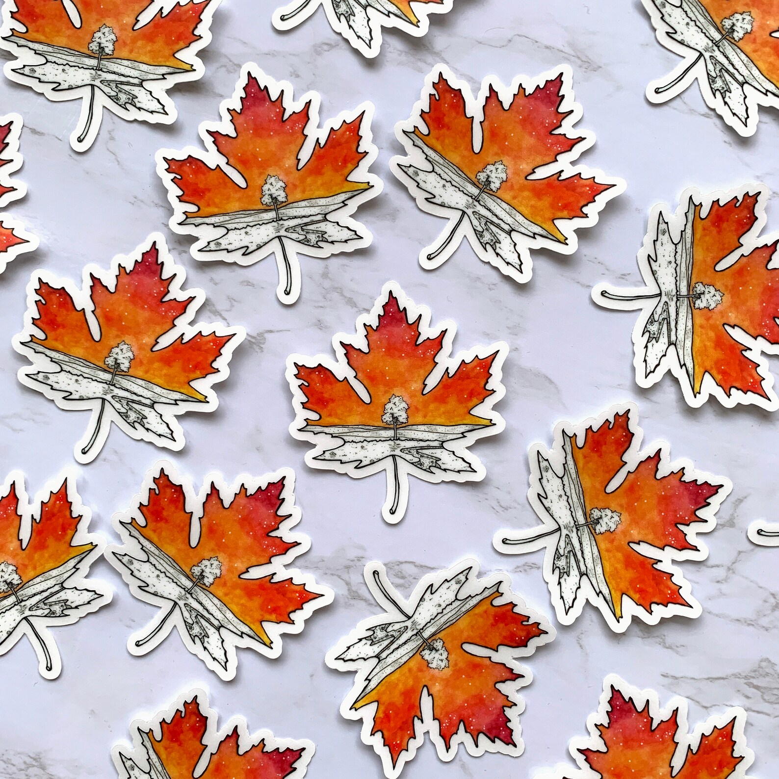Maple Leaf Sticker Fall Leaves Sticker Clear Sticker | Etsy
