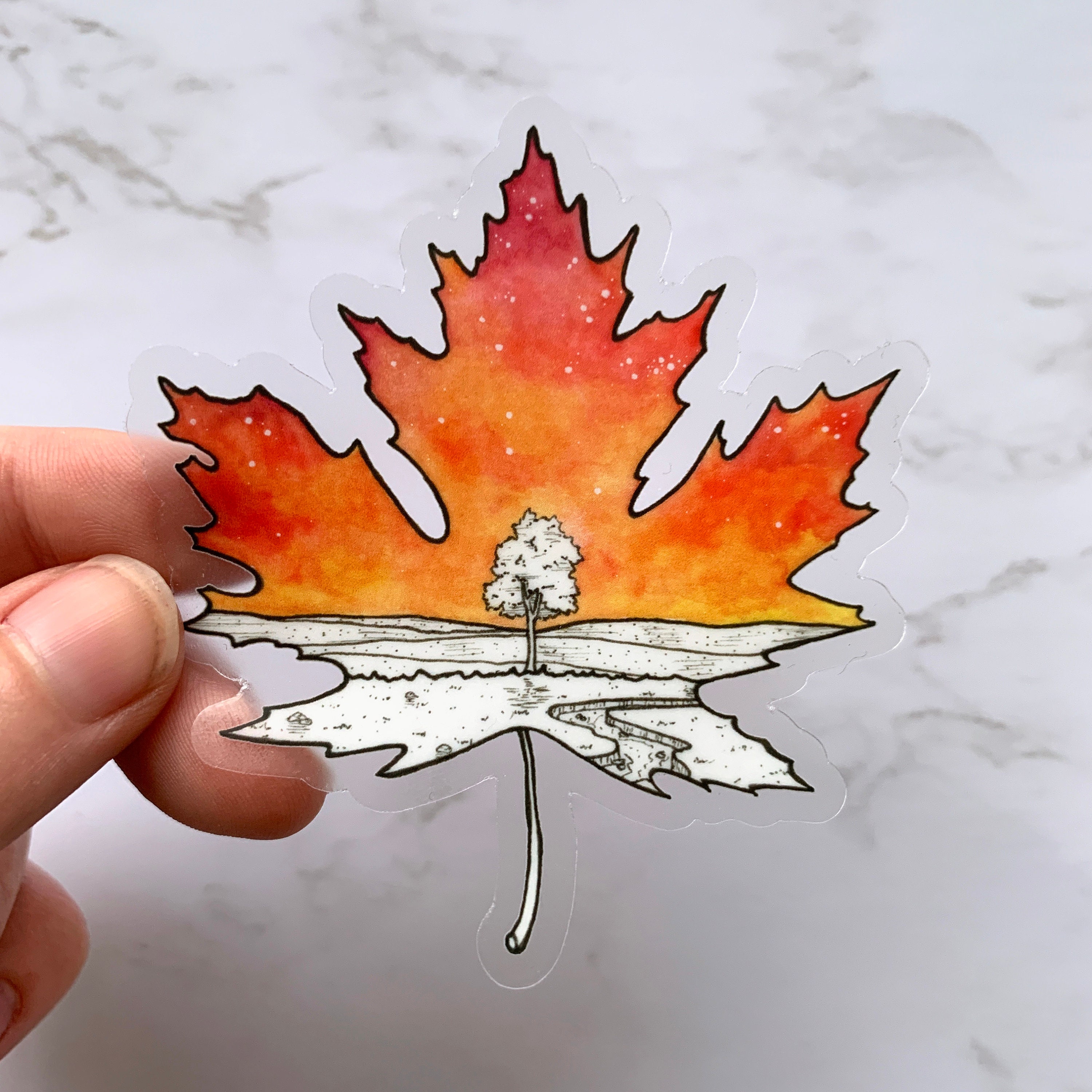 Maple Leaf Sticker Fall Leaves Sticker Clear Sticker | Etsy