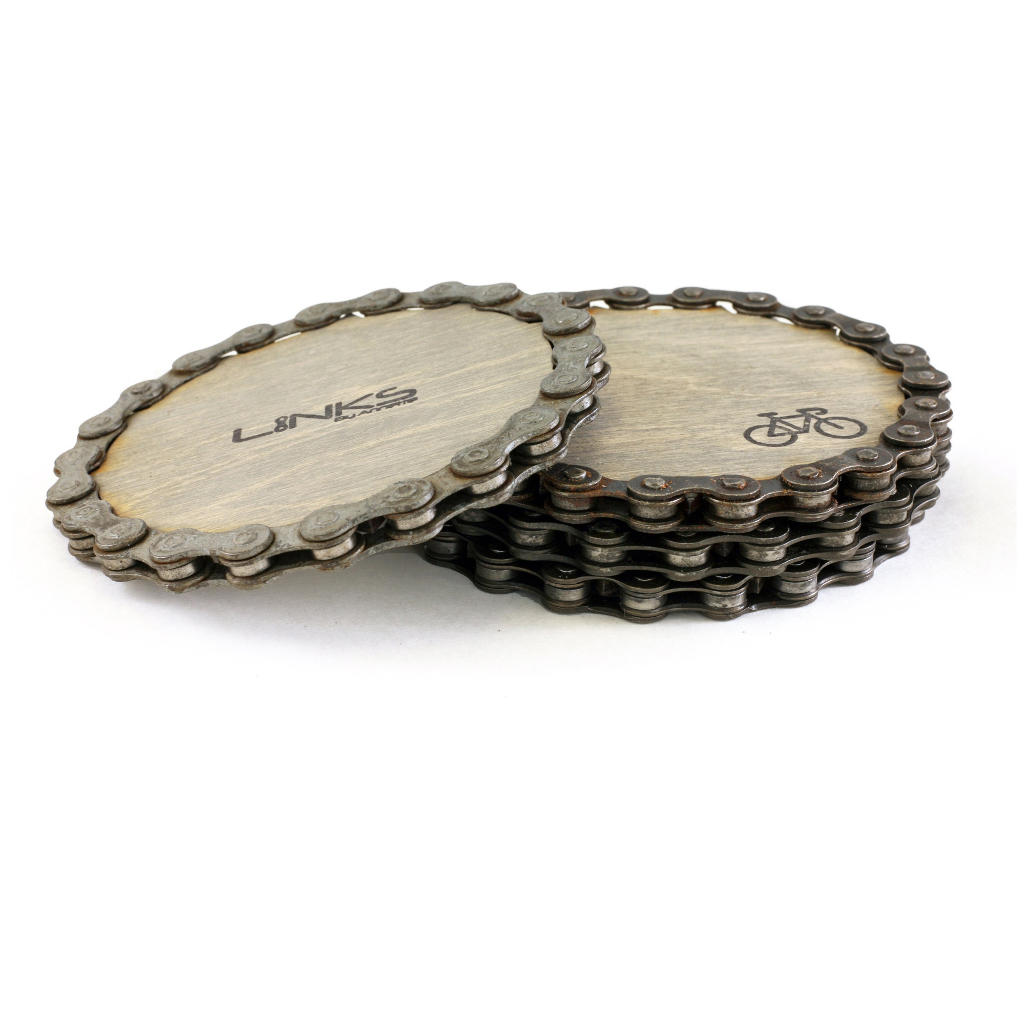 Repurposed Bike Chain Coasters, Gift Set, Cyclist, Housewarming ...