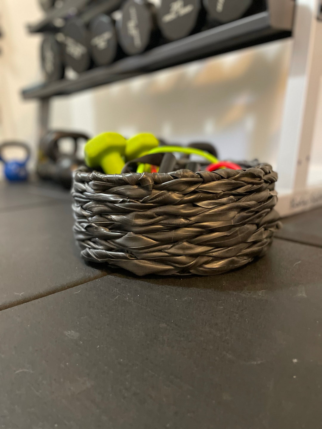 Woven Inner Tube Basket, Upcycled Home Goods, Vegan Basket, Rubber ...