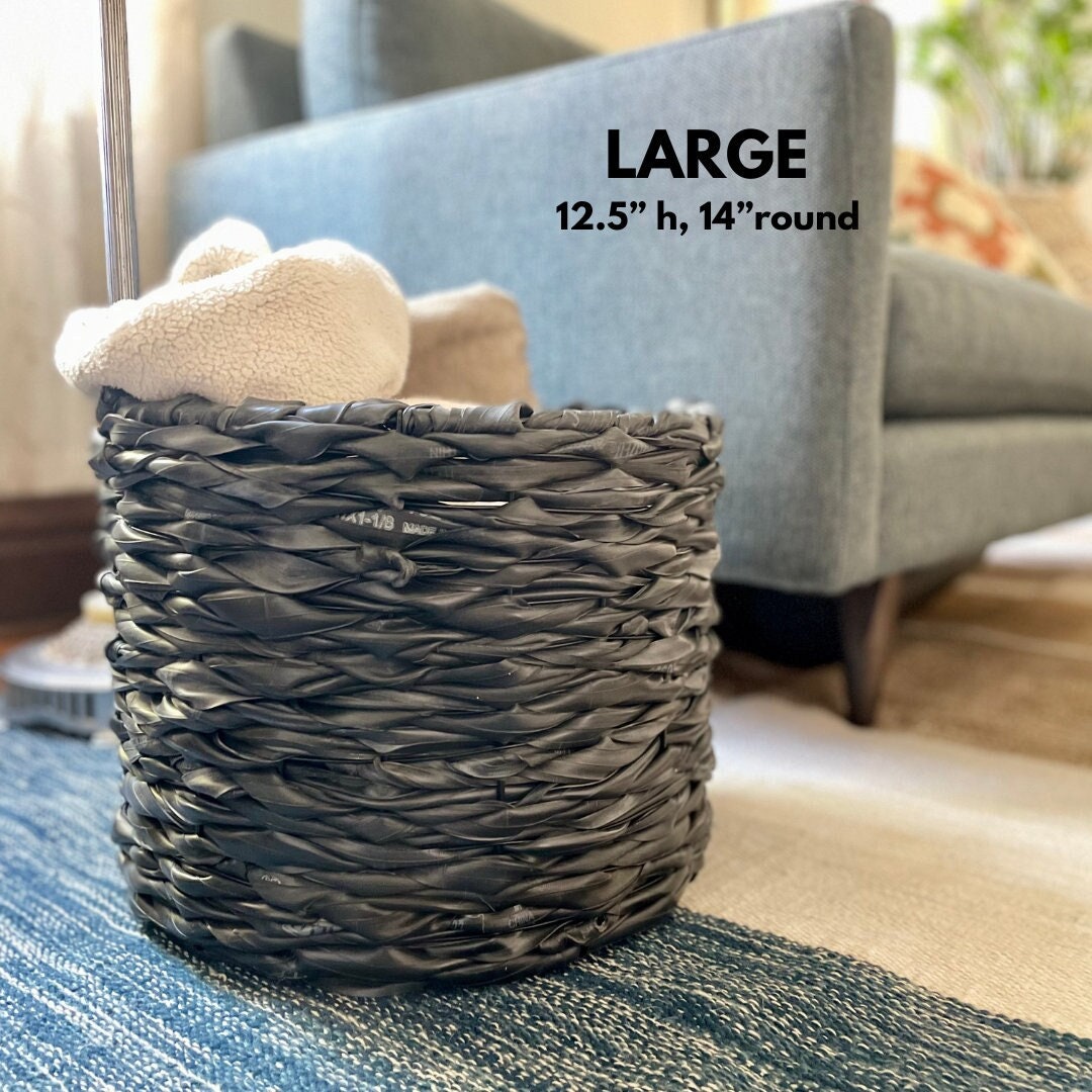 Woven Inner Tube Basket Upcycled Home Goods Vegan Basket - Etsy