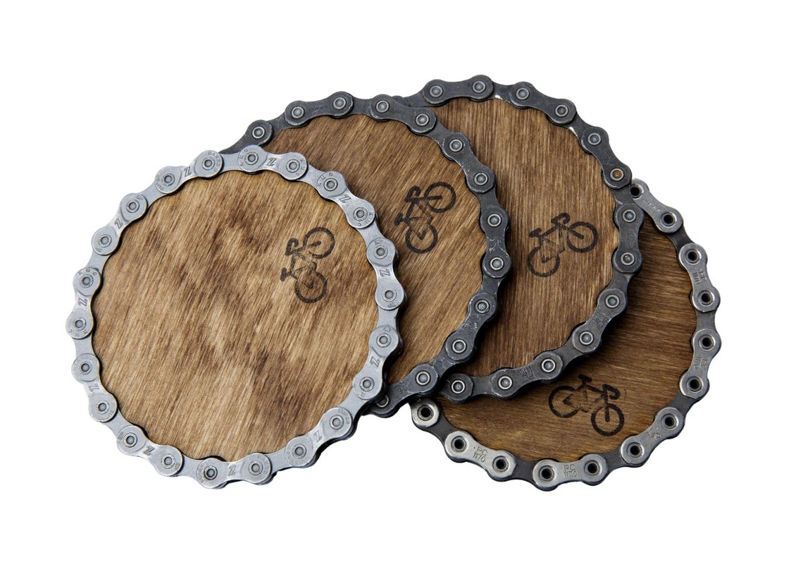 Bike Chain Coasters Upcycled Bike Parts Industrial Coasters - Etsy