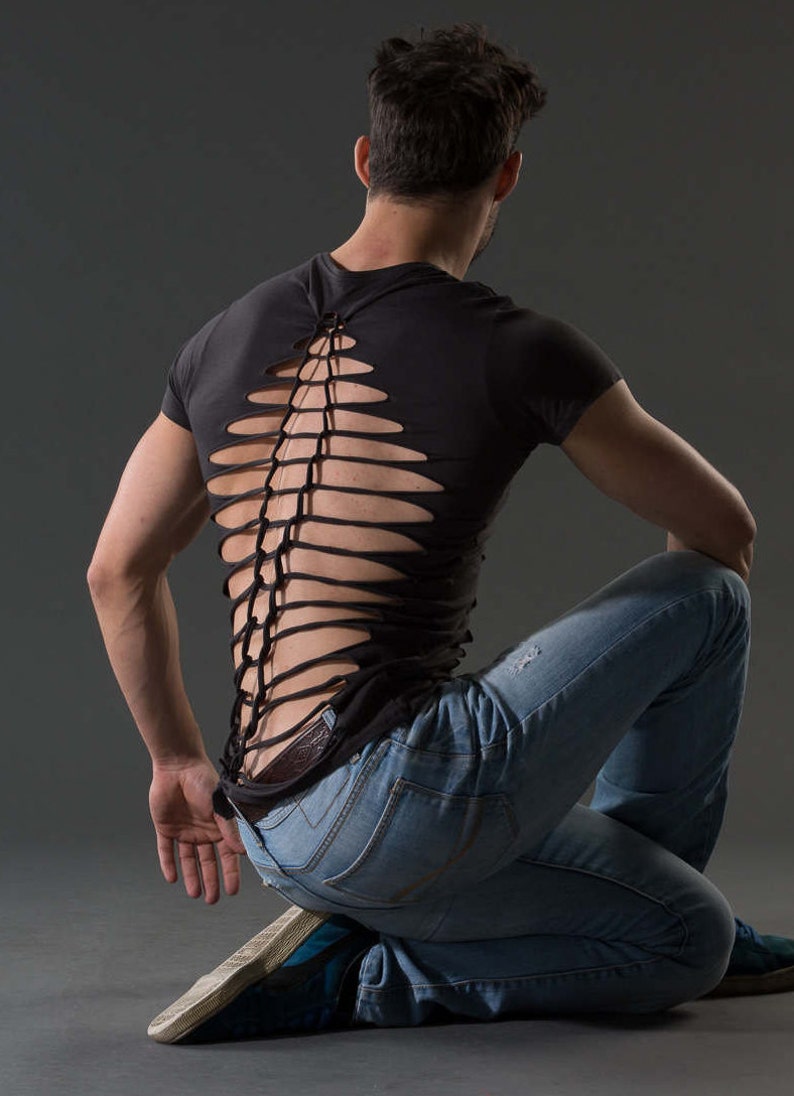 T-shirt for Men Cut Out and Braided SAHALE / Ribcage / - Etsy