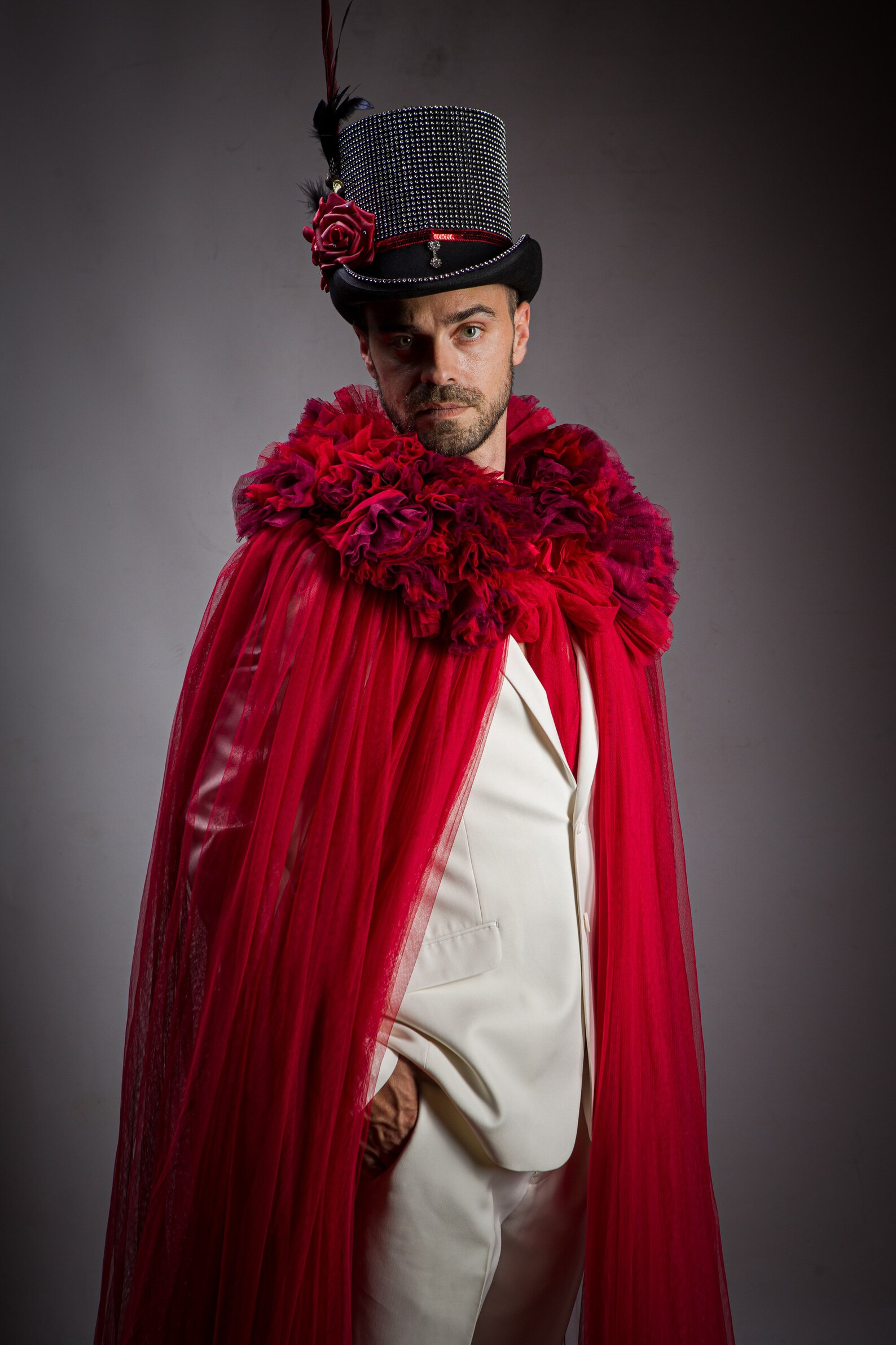 Red Cape in Veil for Men Event Festival Stage Singer - Etsy