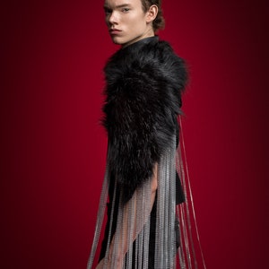 SHOULDER PIECES Costume With Fringes, Faux Fur and Rhinestones - Unisex ...