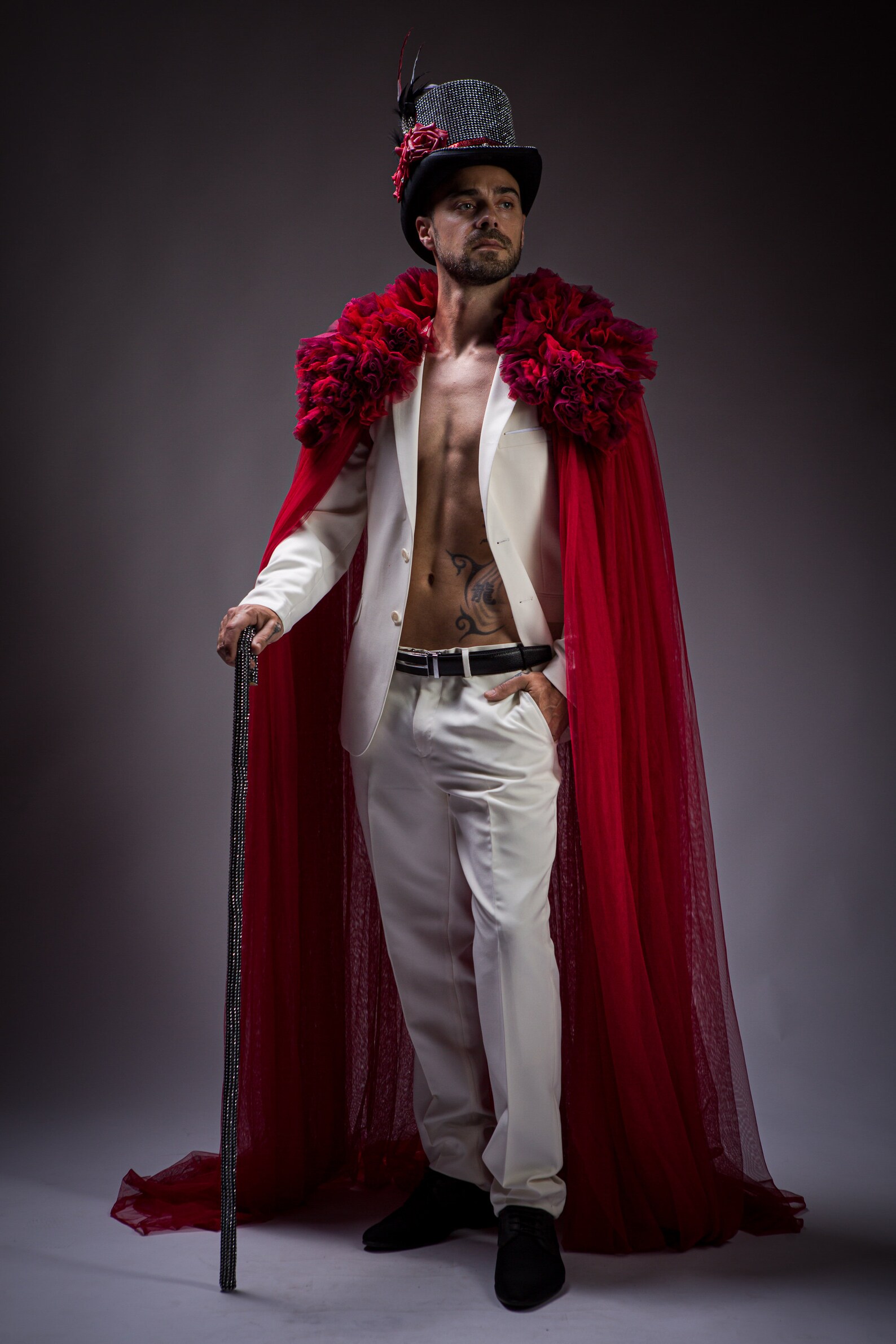 Red Cape in Veil for Men Event Festival Stage Singer - Etsy