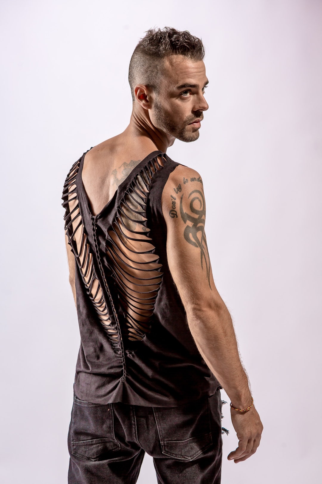 T-shirt for Men Cut Out and Braided, NOTOS - Etsy